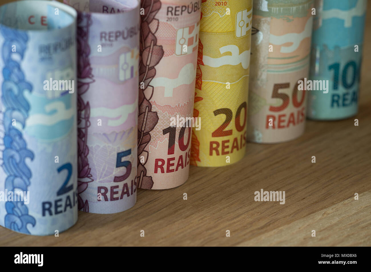 Brazilian money / various denomination Stock Photo - Alamy
