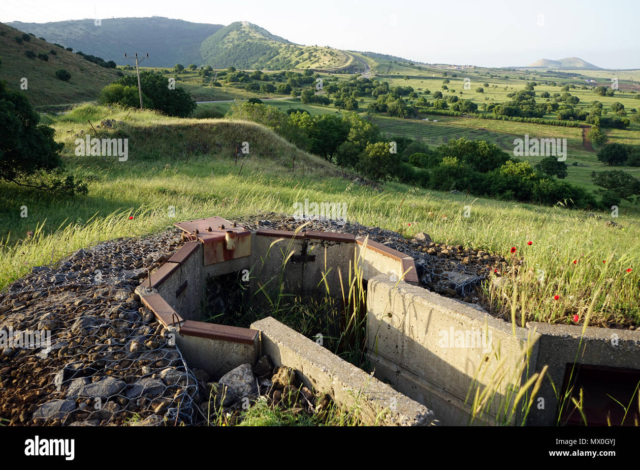 Old ditch near the hill in Golan Heights in Israel Stock Photo - Alamy