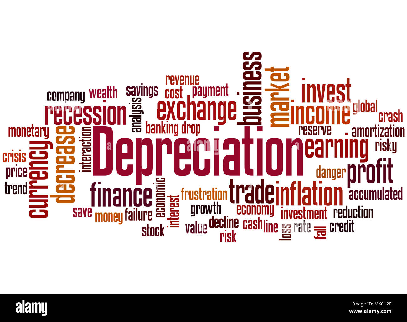 Depreciation word cloud concept on white background Stock Photo - Alamy