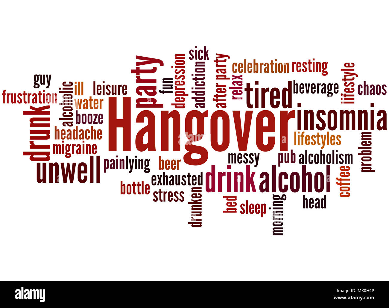 Hangover word cloud concept on white background Stock Photo - Alamy