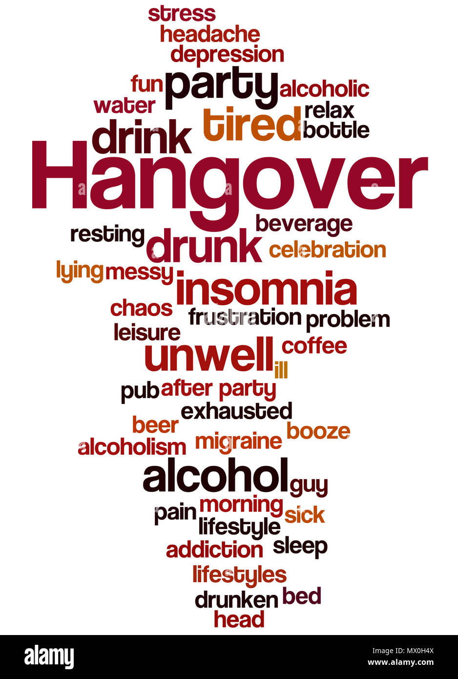 Hangover word cloud concept on white background Stock Photo - Alamy
