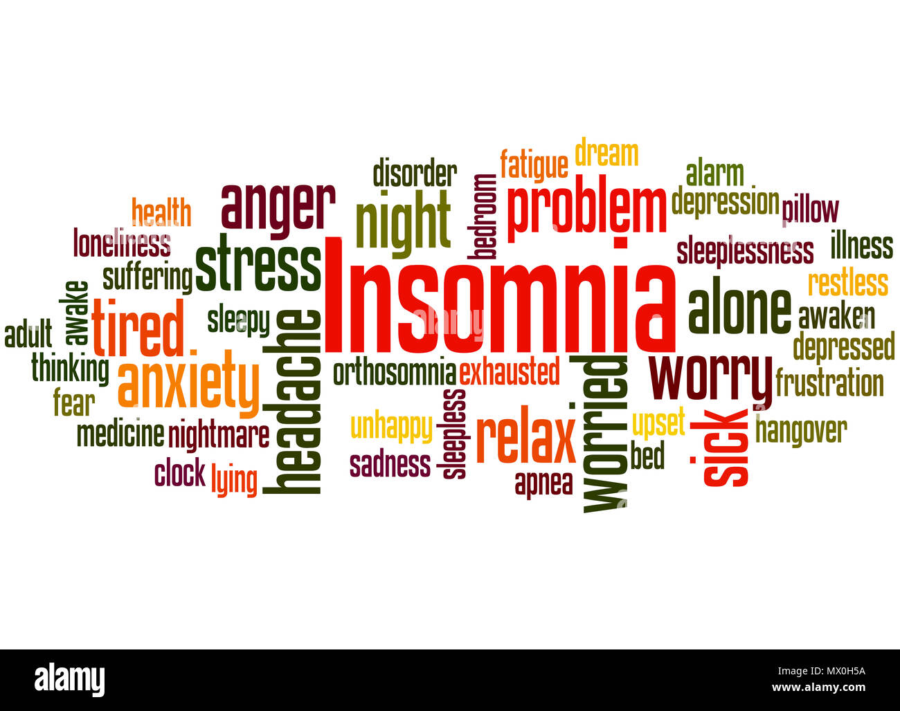 Insomnia disorder word cloud concept on white background Stock Photo ...
