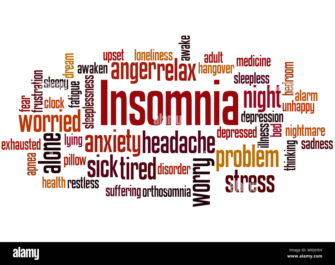 Insomnia disorder word cloud concept on white background Stock Photo ...