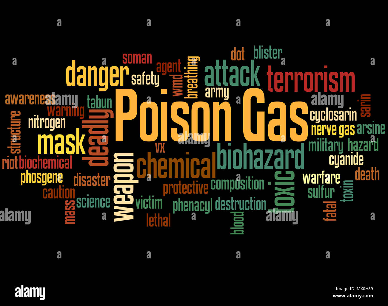 Poison gas word cloud concept on black background Stock Photo - Alamy