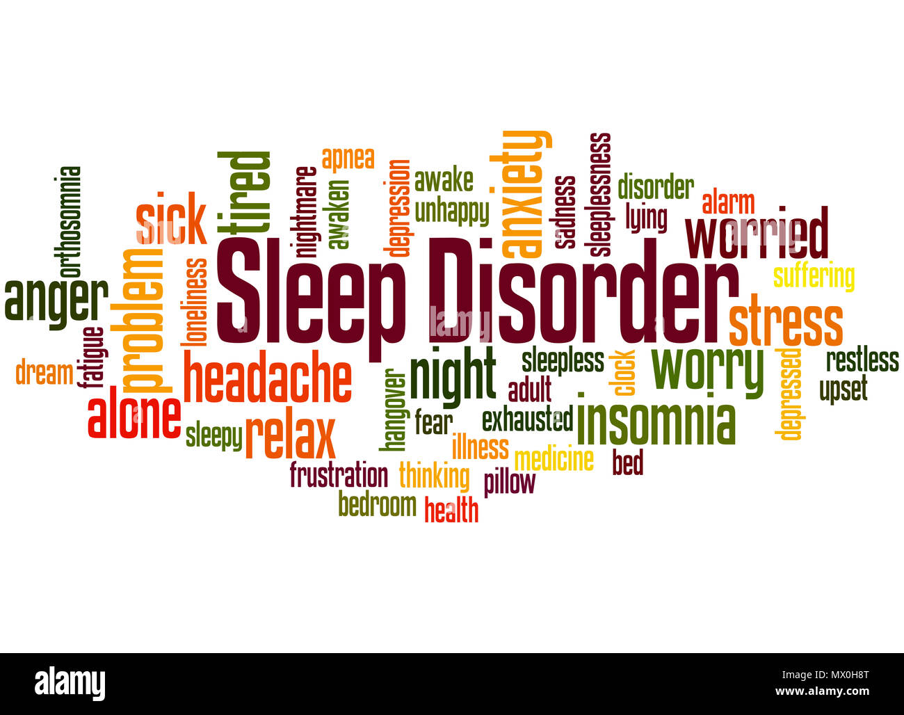 Sleep disorder word cloud concept on white background Stock Photo - Alamy
