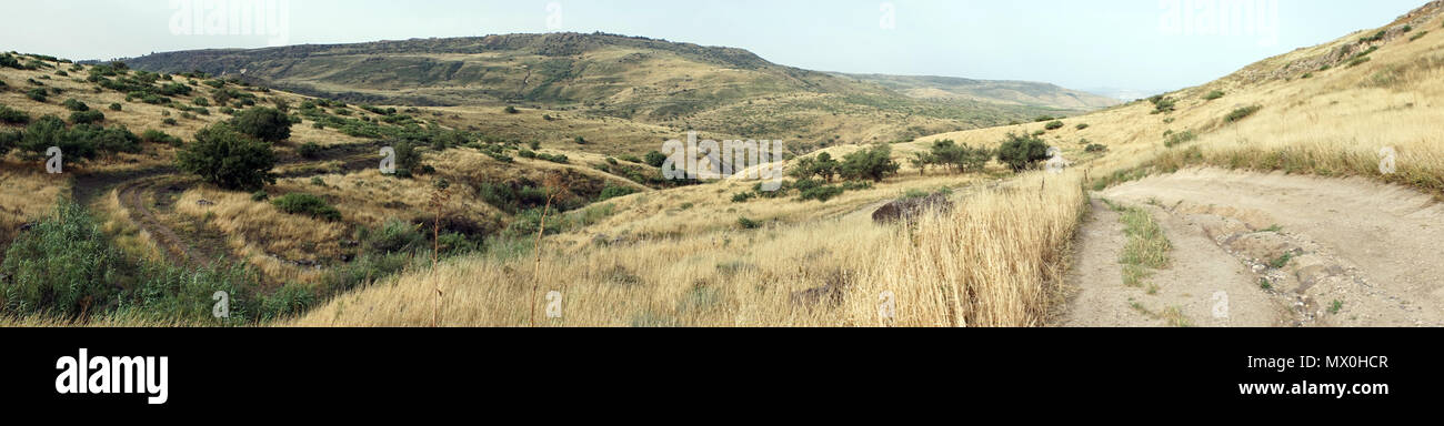 Dirt road on the slope and panorama of Galilee, Israel Stock Photo - Alamy