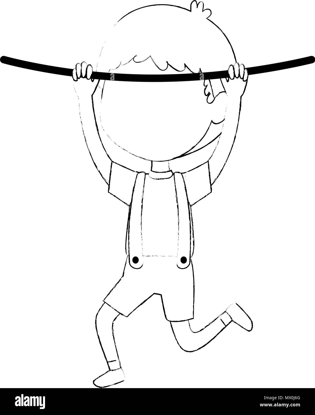 little boy hanging in rope character vector illustration design Stock ...