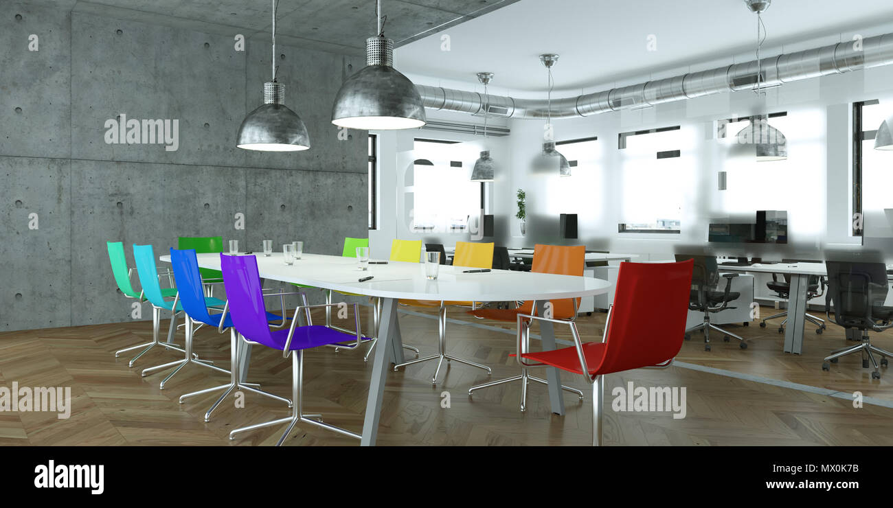Modern conference room interior design. 3d rendering Stock Photo - Alamy