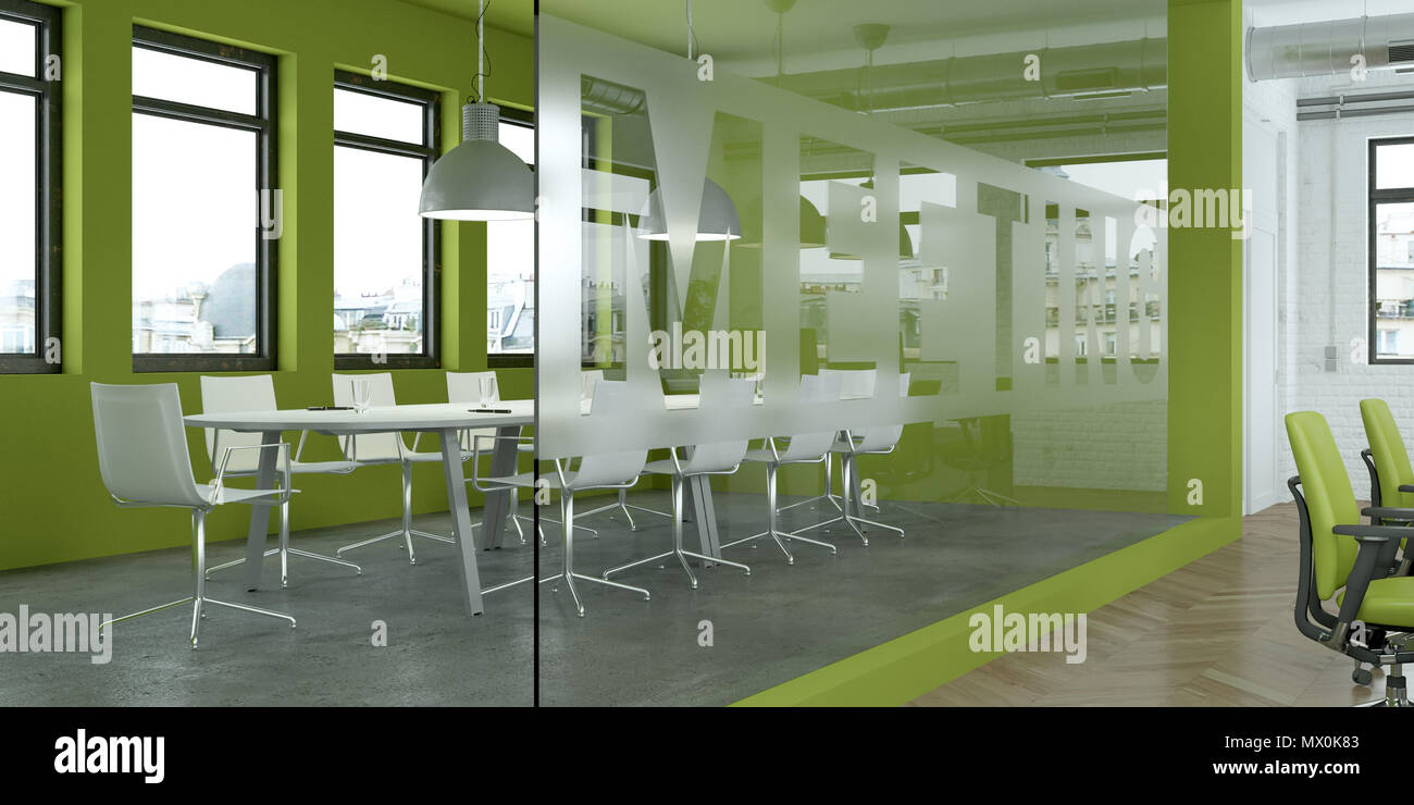 Modern green conference room interior design. 3d rendering Stock Photo ...