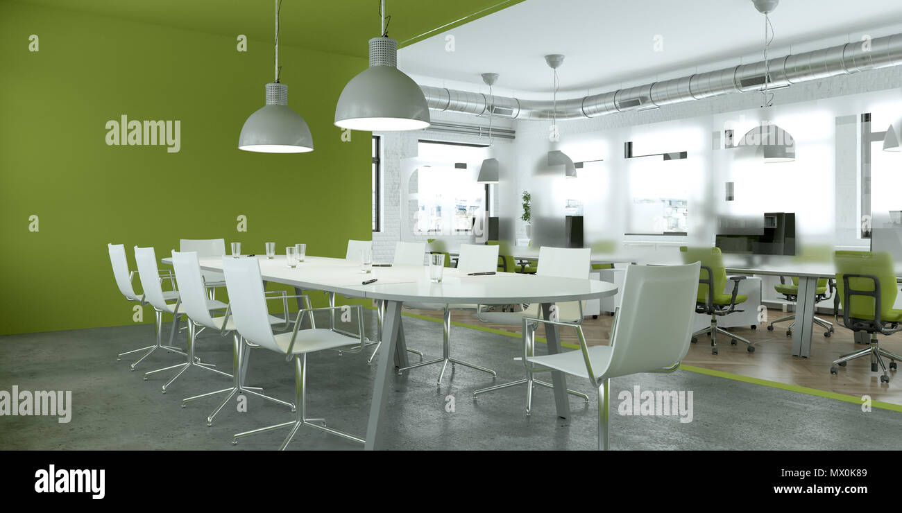 Modern green conference room interior design. 3d rendering Stock Photo ...