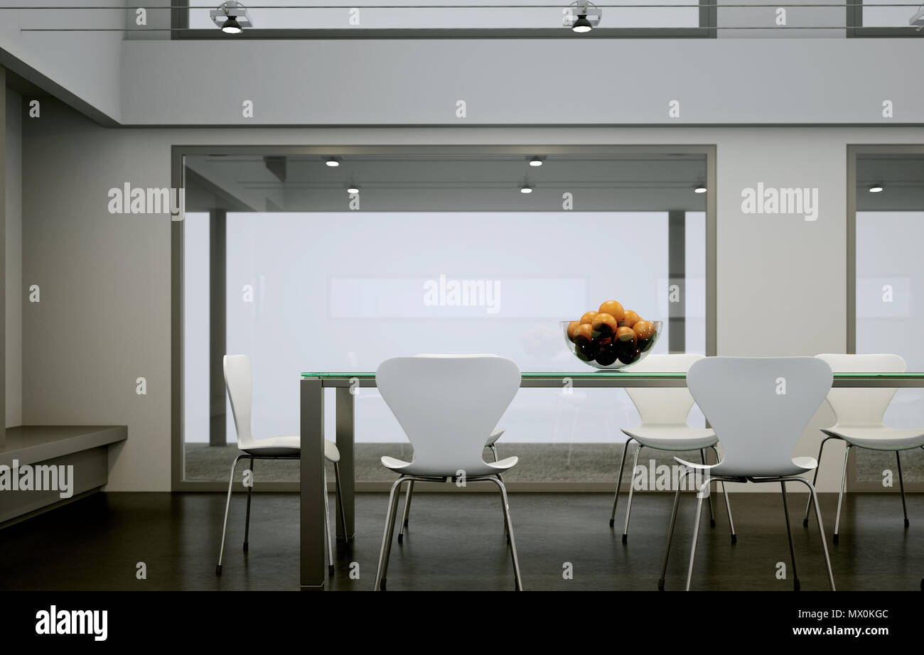 Dining room interior design in modern loft Stock Photo - Alamy