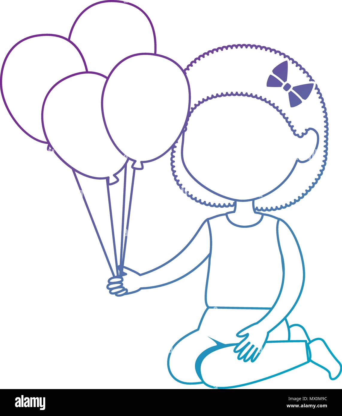 little girl with balloons helium character vector illustration design ...