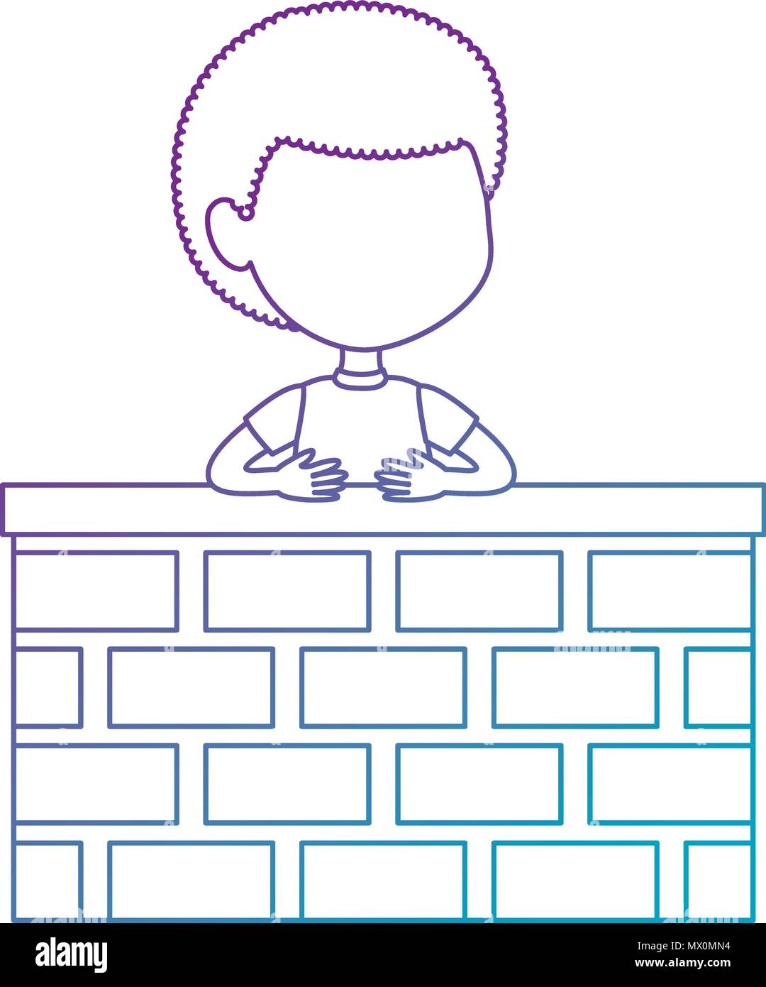 little boy in the wall character vector illustration design Stock ...