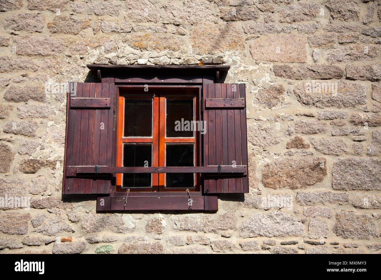 beautiful window of the old stone house Stock Photo - Alamy