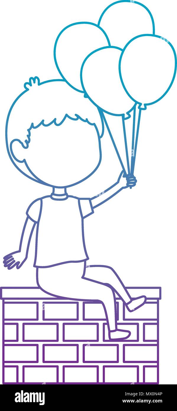 little boy with balloons helium character vector illustration design ...