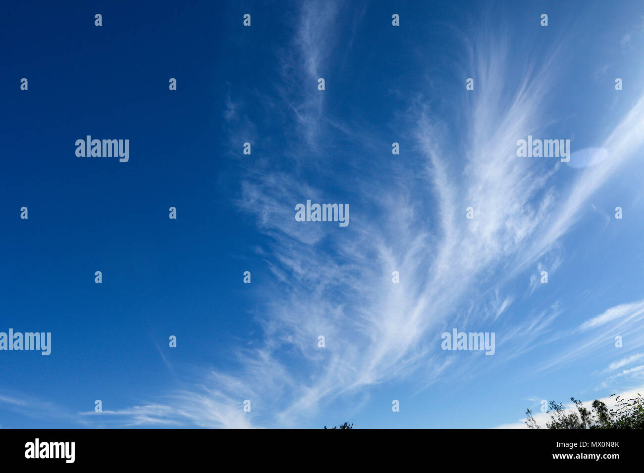 Wispy cloud in a blue sky abstract Stock Photo - Alamy
