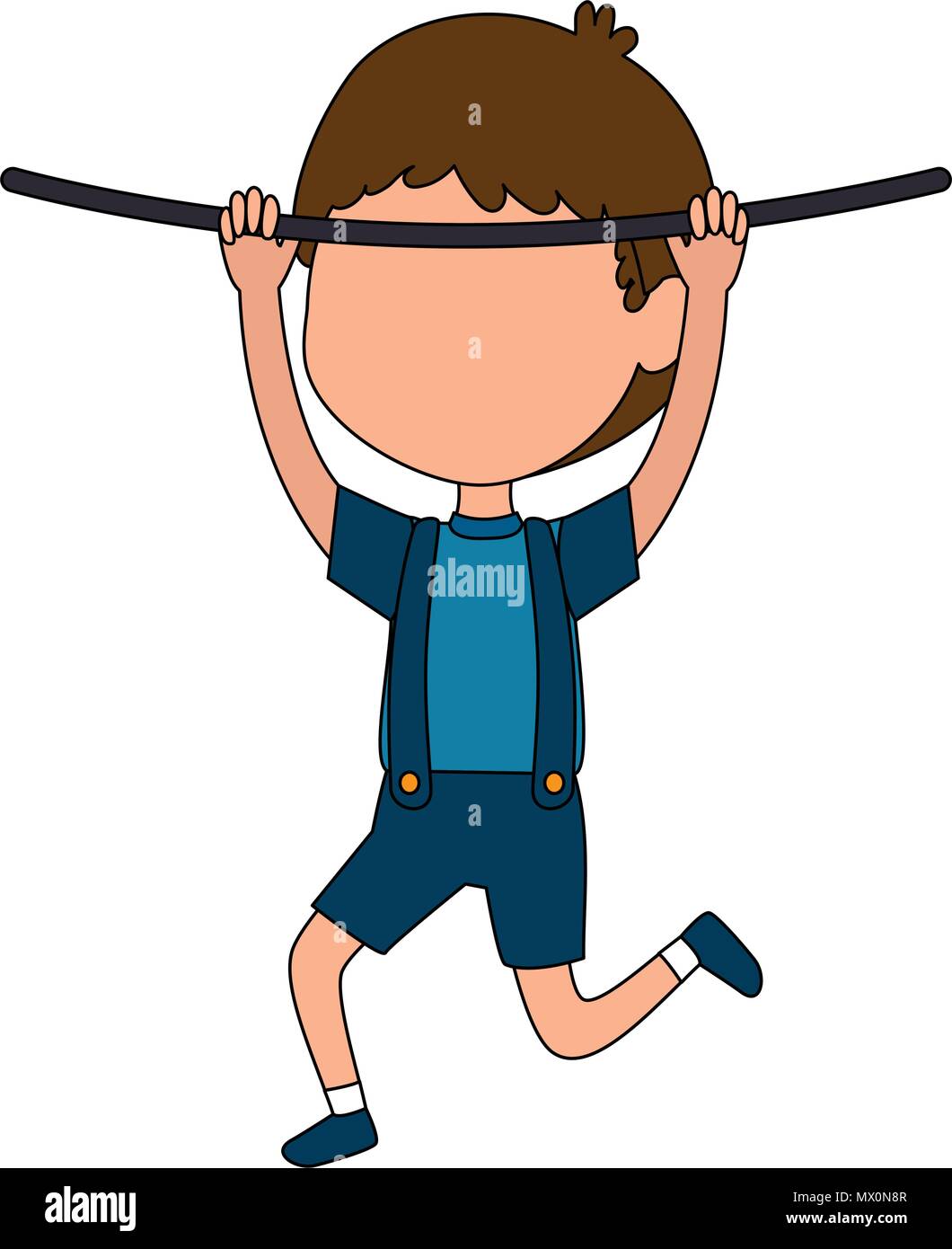 little boy hanging in rope character vector illustration design Stock ...