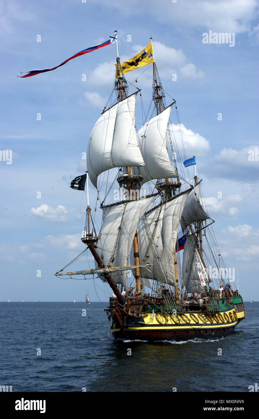 Impressive windjammer parade in the kiel bay. Windjammer under sail ...