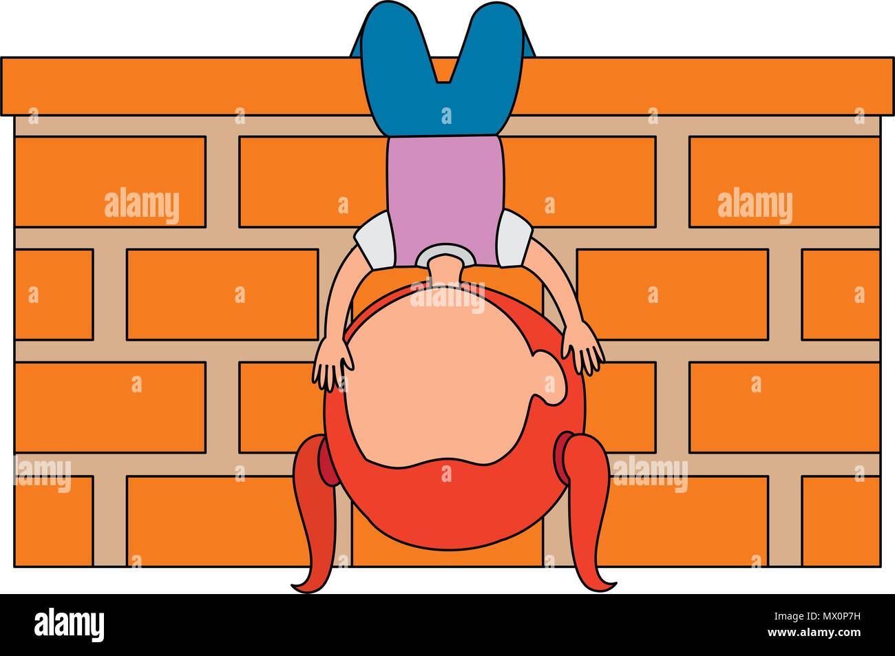 little girl playing in the wall character vector illustration design ...
