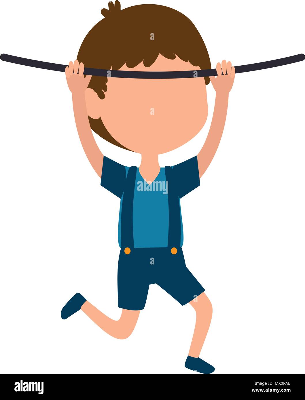 little boy hanging in rope character vector illustration design Stock ...