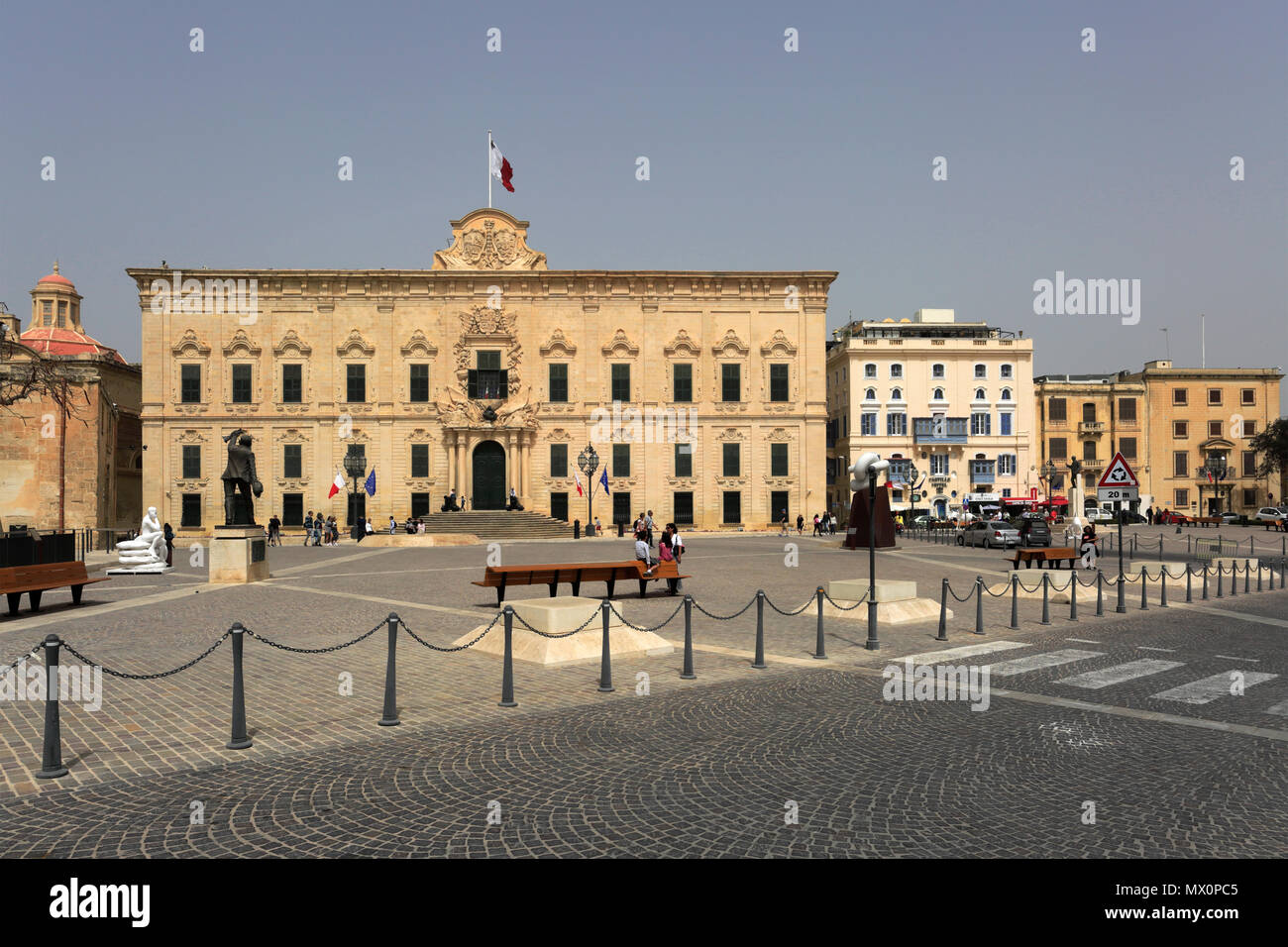 Summer, the Auberge de Castille building, Merchants Street, Valletta ...