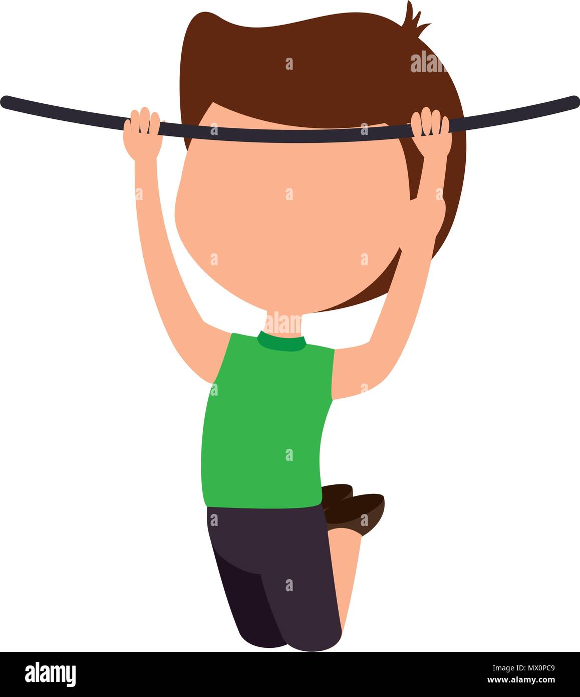 little boy hanging in rope character vector illustration design Stock ...