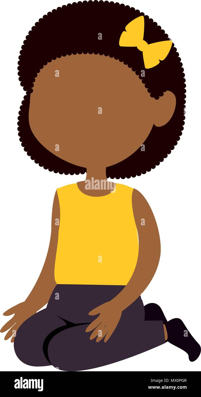 little girl black character vector illustration design Stock Vector ...