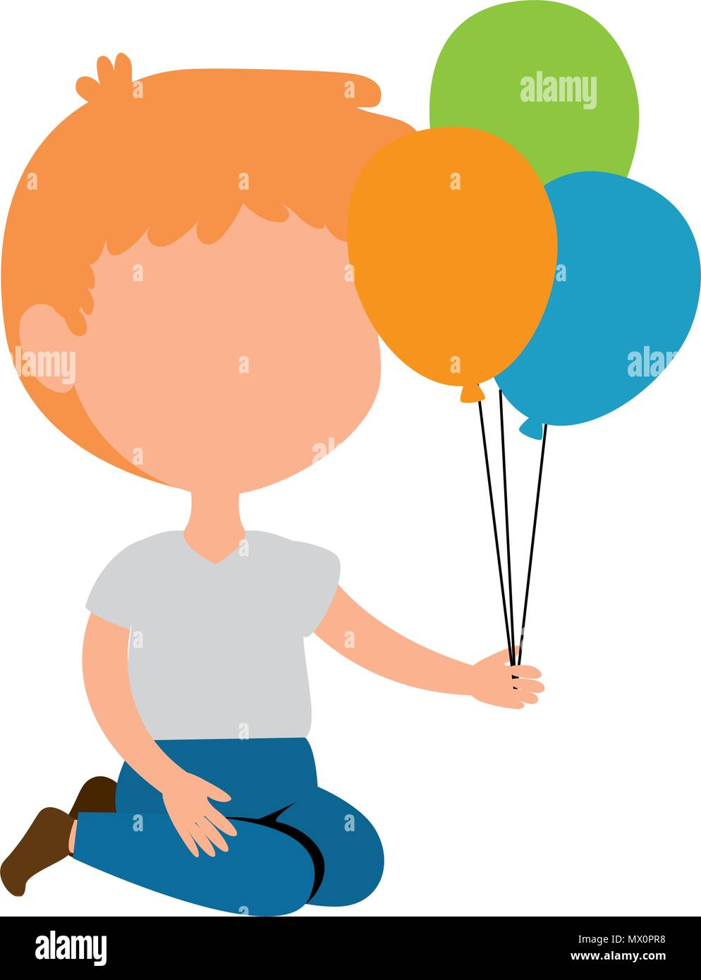 little boy with balloons helium character vector illustration design ...