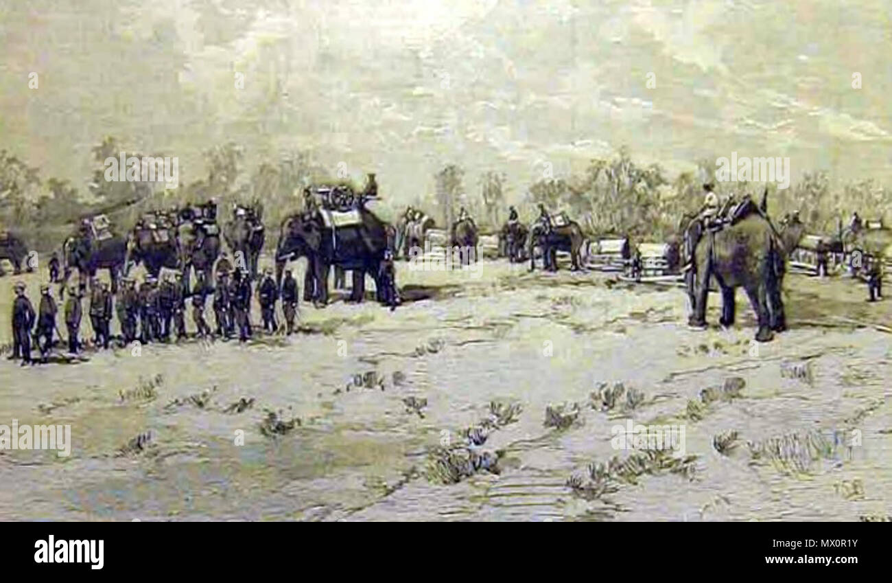 . English: Siamese Elephant Mounted Artillery in Laos 1893 . 1893 ...