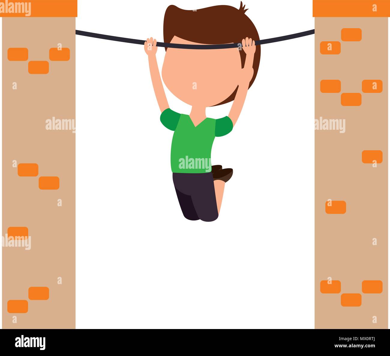 little boy hanging in rope character vector illustration design Stock ...