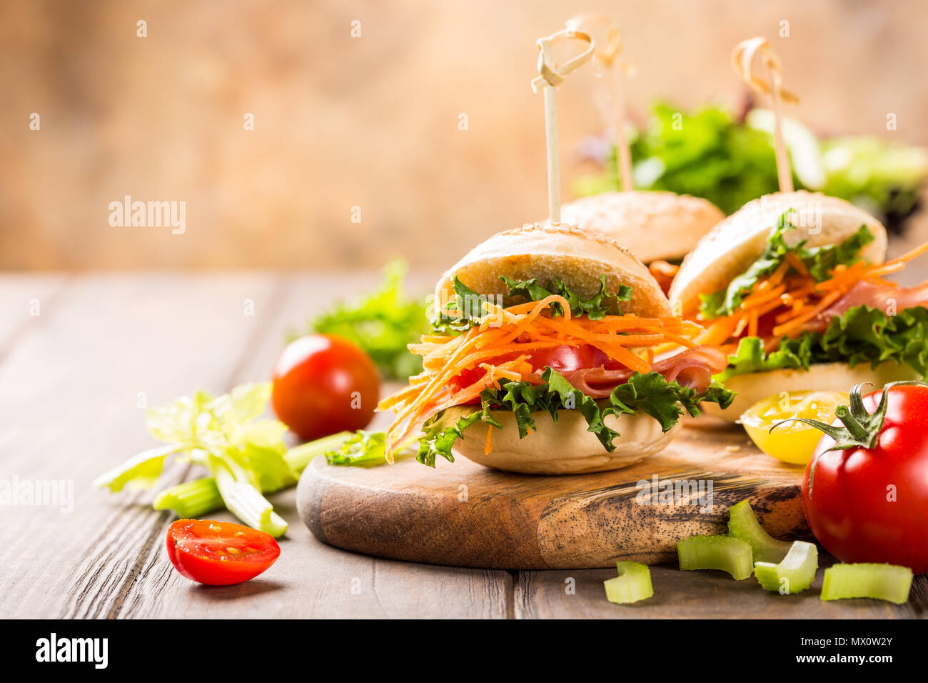 Delicious mini burgers Stock Photo - Alamy