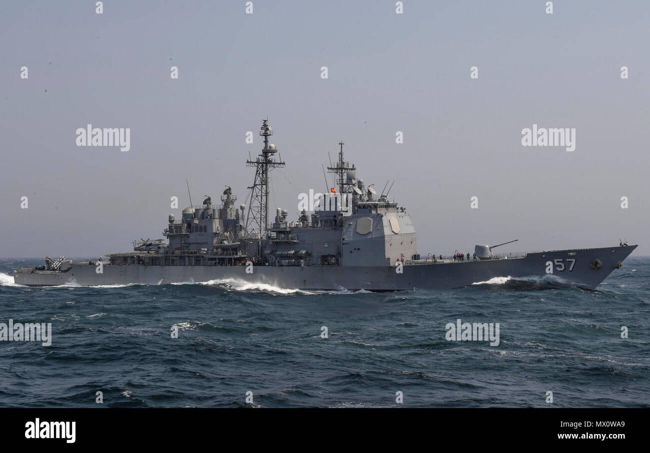 PACIFIC (April 30, 2017) Ticonderoga-class guided-missile cruiser USS ...