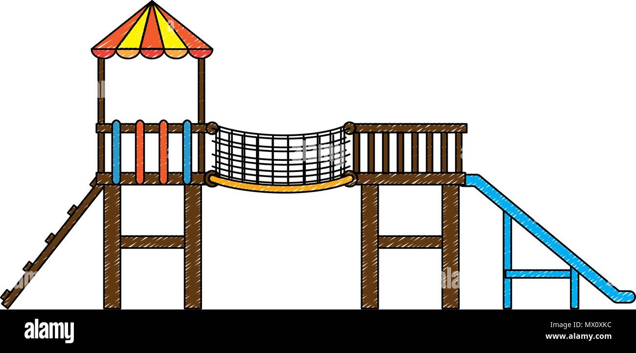 game with tower and slide vector illustration design Stock Vector Image ...