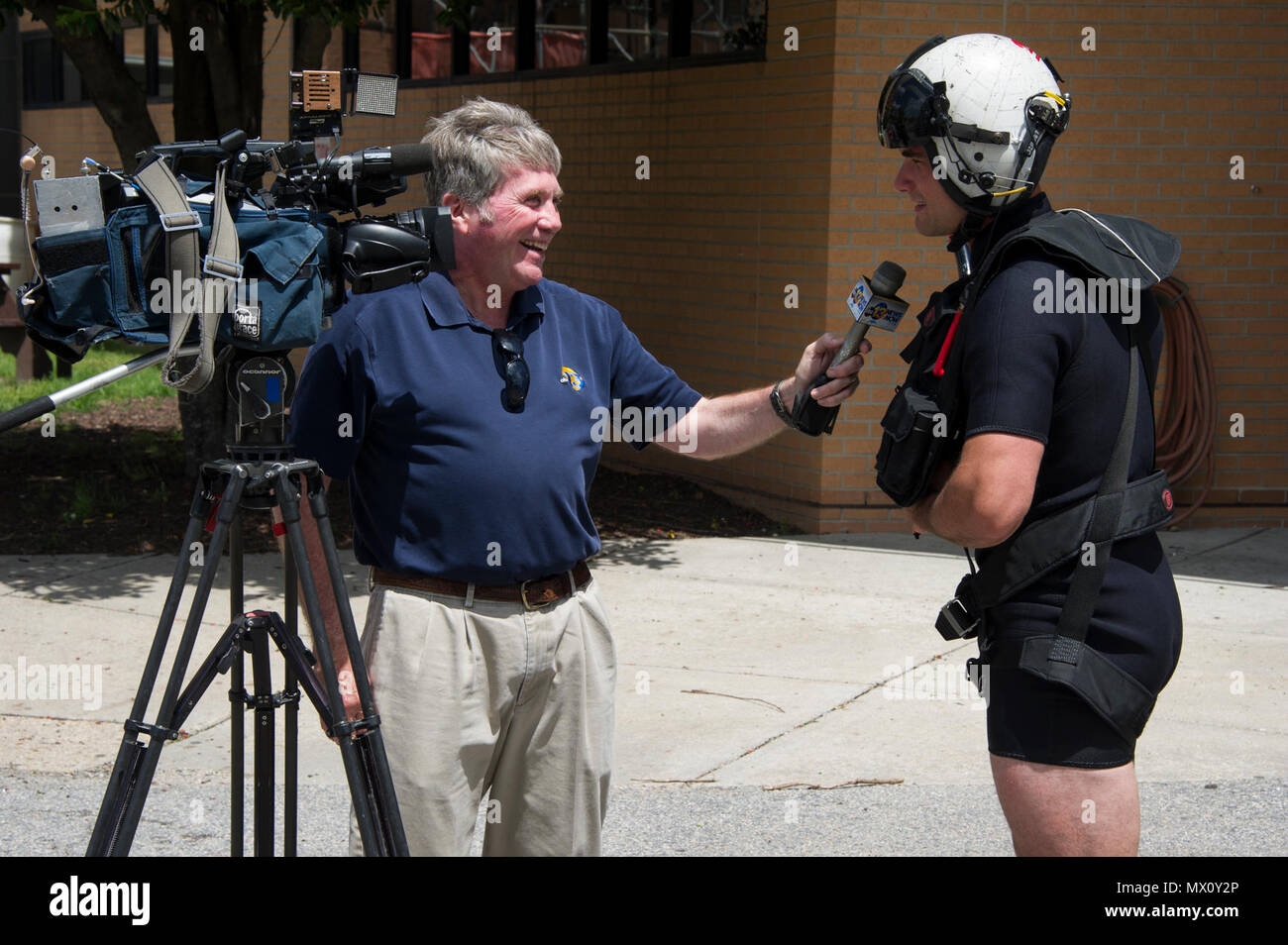 NORFOLK (May 1, 2017) Local news reporter Mike Gooding interviews Naval ...