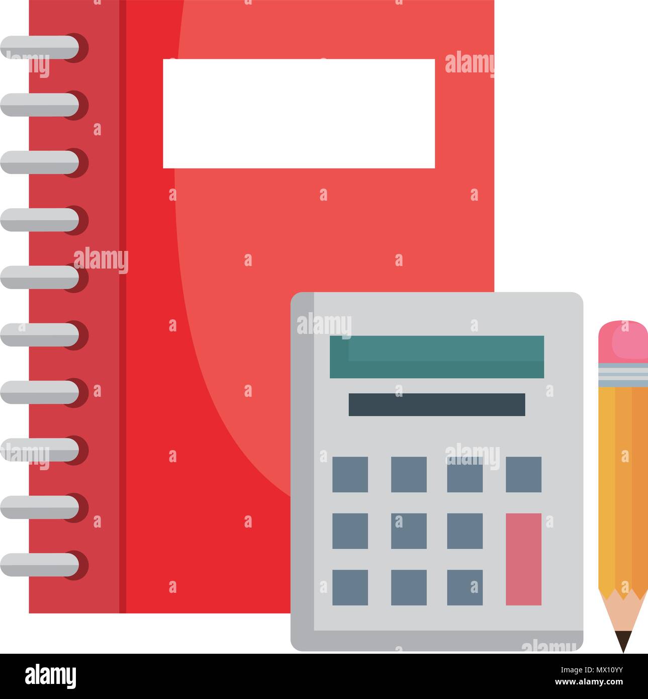 notebooks school with calculator and pencil vector illustration design ...