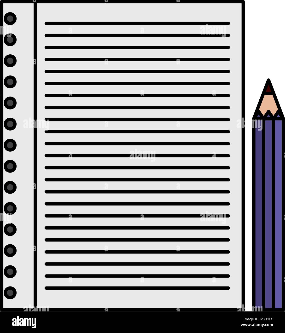paper sheet with color pencil vector illustration design Stock Vector ...