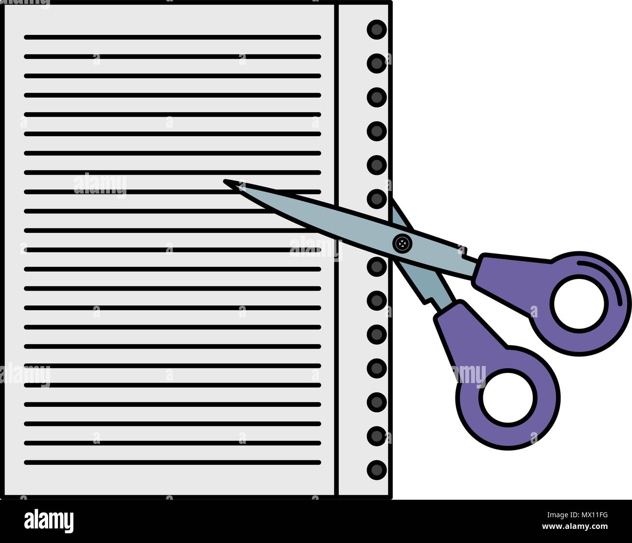 scissors school with paper sheet vector illustration design Stock ...