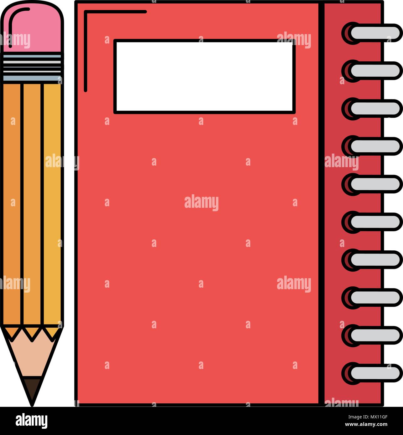 notebook school with pencil vector illustration design Stock Vector ...