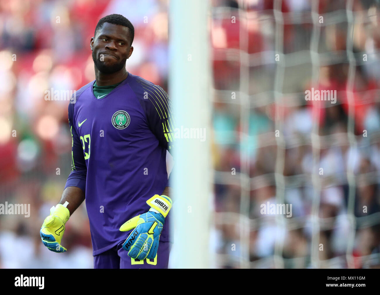 Nigeria Goalkeeper Francis Uzoho Reacts After The Final Whistle During