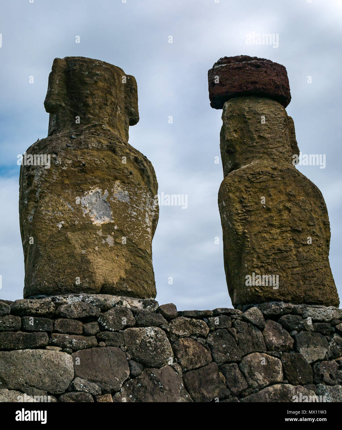 Close up of Tongariki Moai, largest reconstructed Ahu archaeological ...