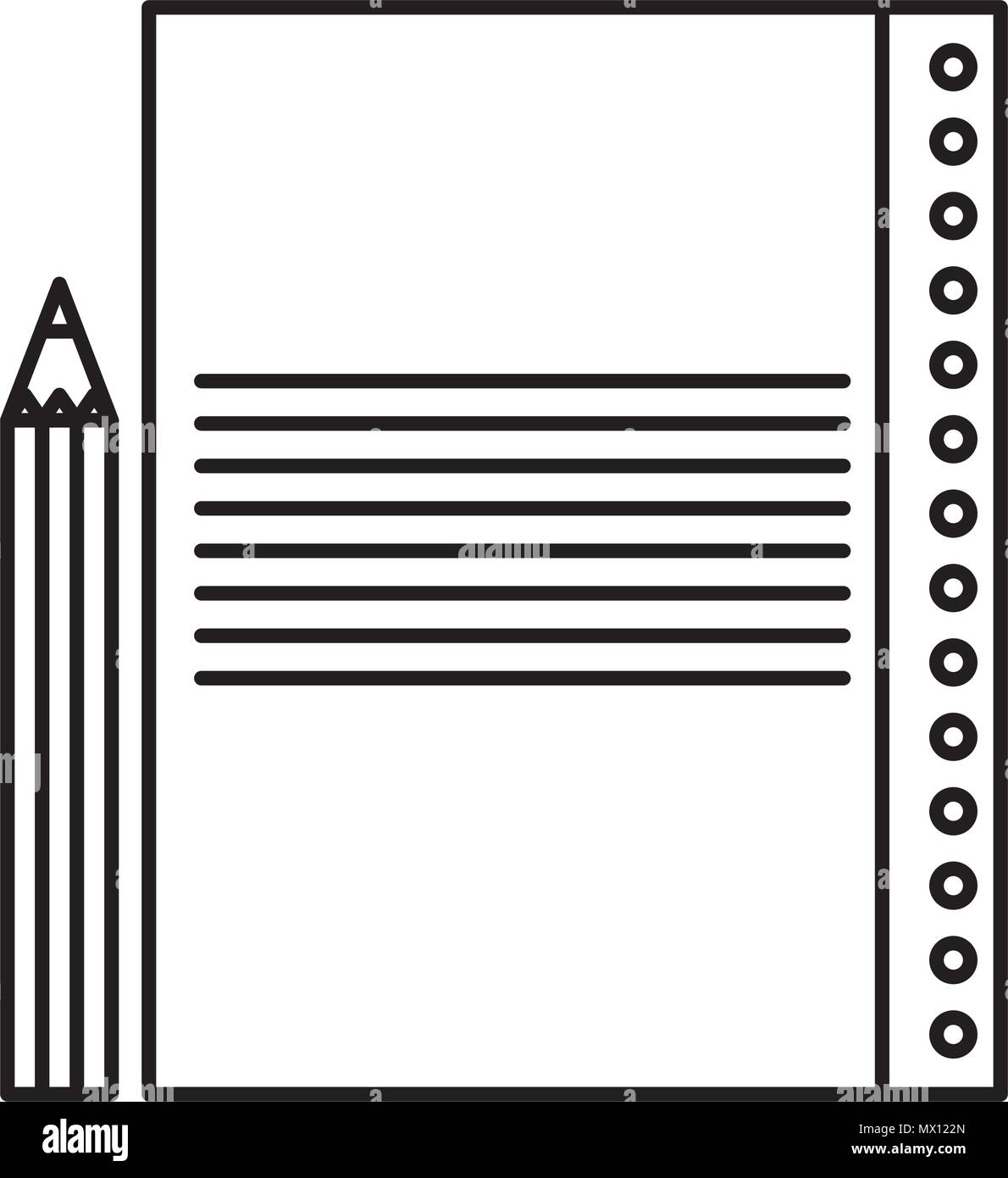 paper sheet with color pencil vector illustration design Stock Vector ...