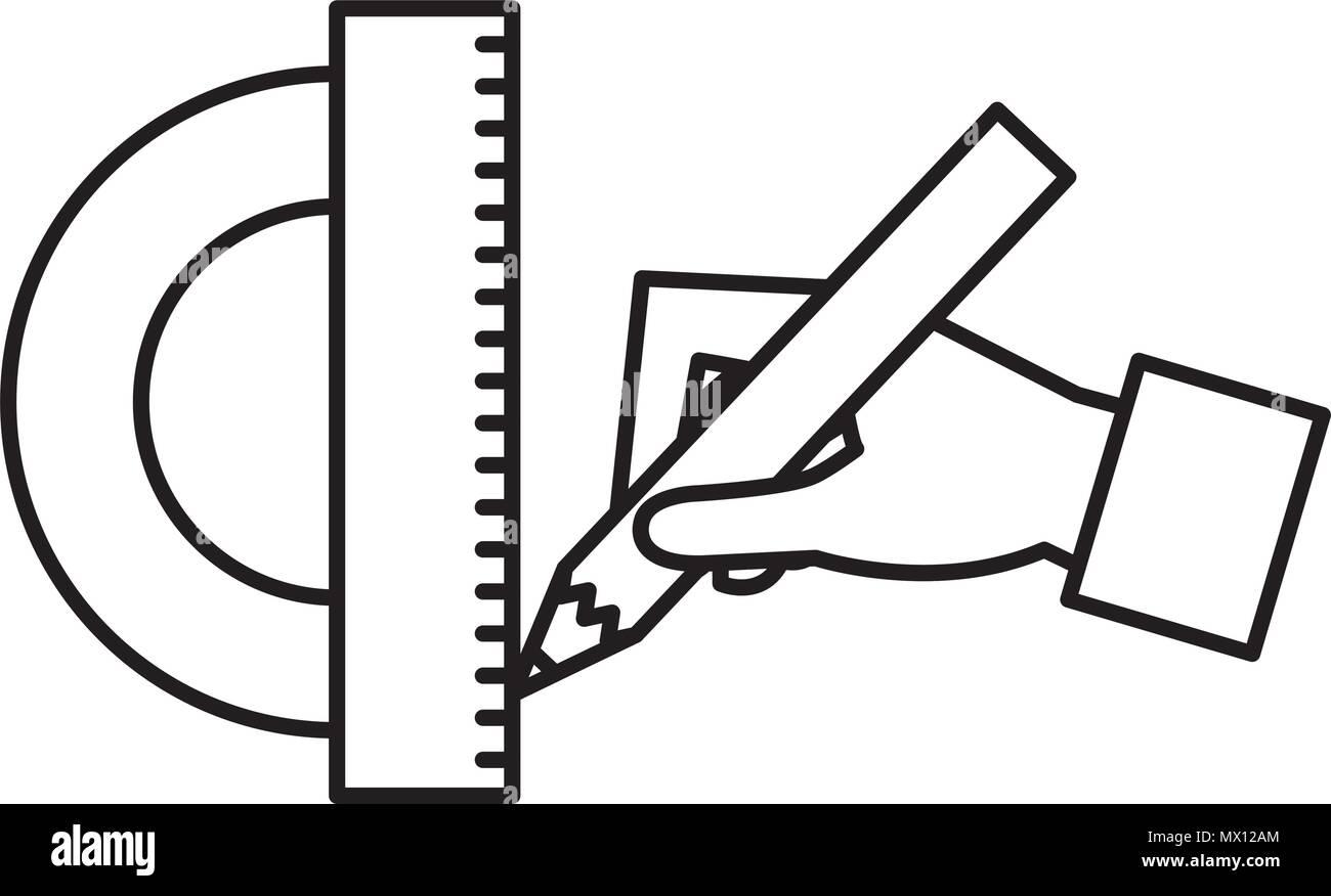 hand with geometric rule school icon vector illustration design Stock ...