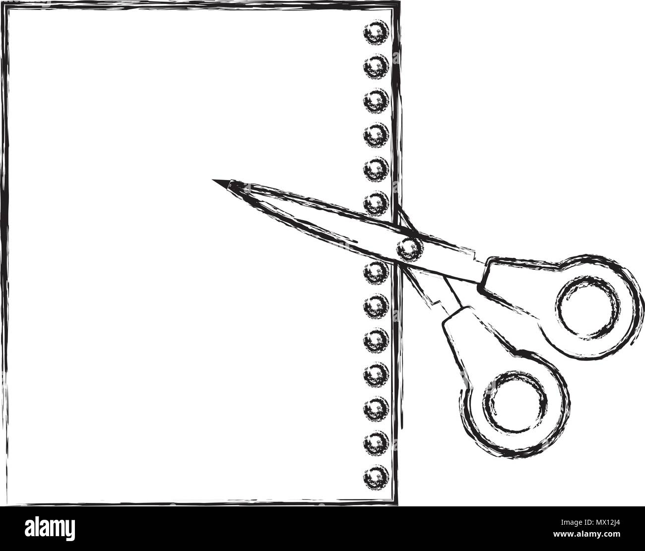 scissors school with paper sheet vector illustration design Stock ...