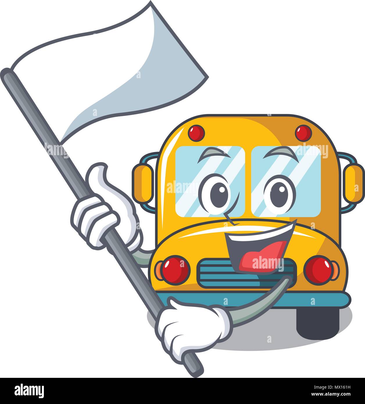 With flag school bus mascot cartoon Stock Vector Image & Art - Alamy
