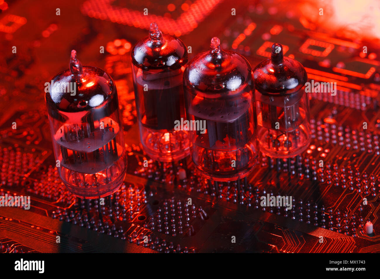 Electronic vacuum tube on circuit board Stock Photo - Alamy