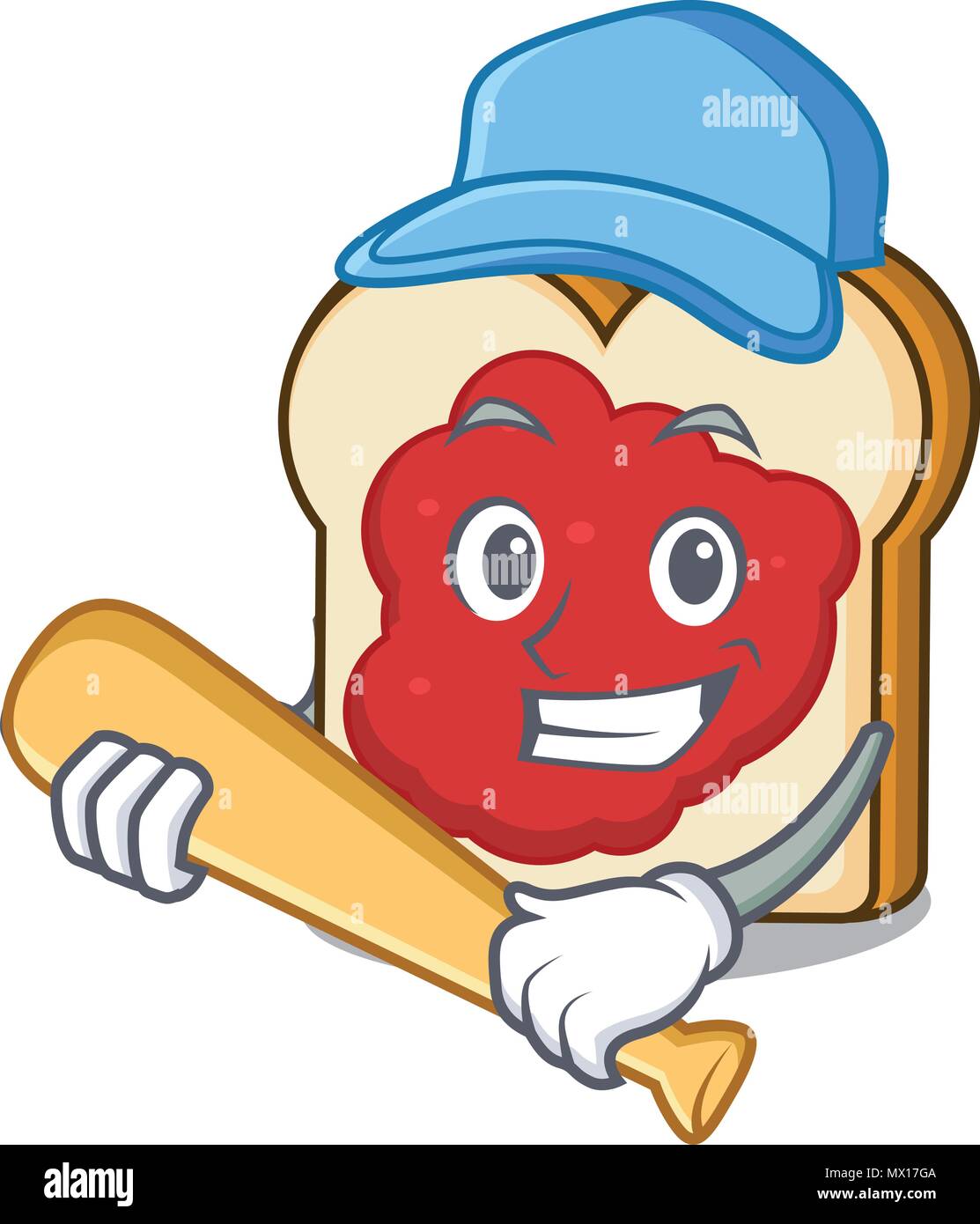 Playing baseball bread with jam character cartoon Stock Vector Image ...
