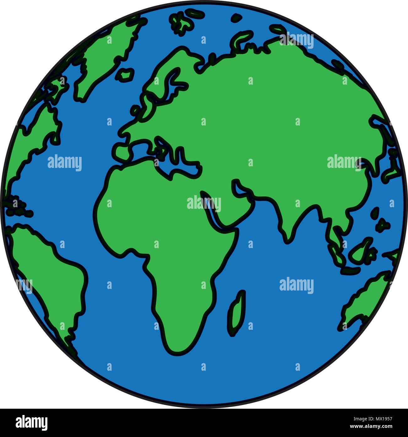 color circle global map asia and europe geography Stock Vector Image ...