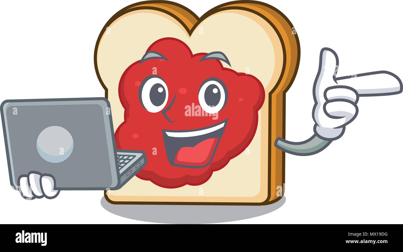 With laptop bread with jam character cartoon Stock Vector Image & Art ...