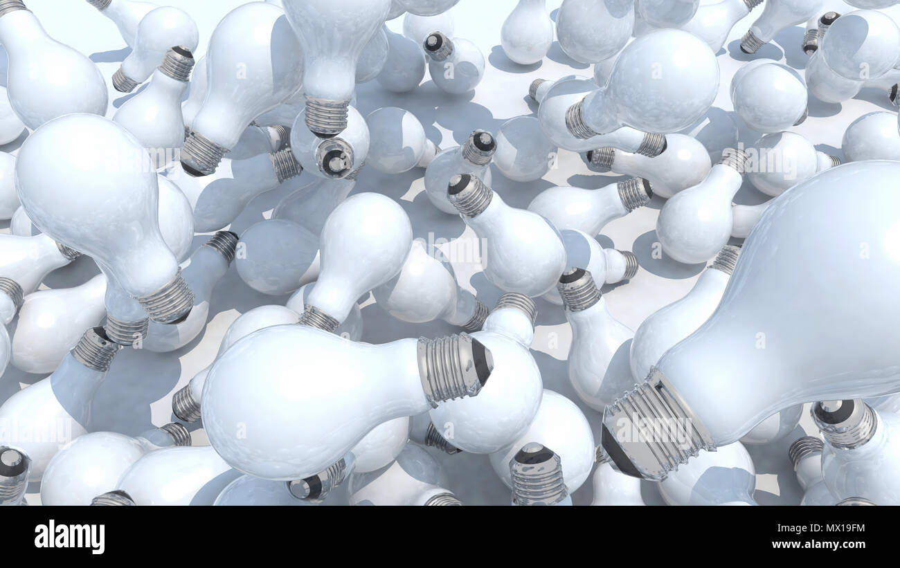 many light bulb fall on white background, 3d illustration Stock Photo ...