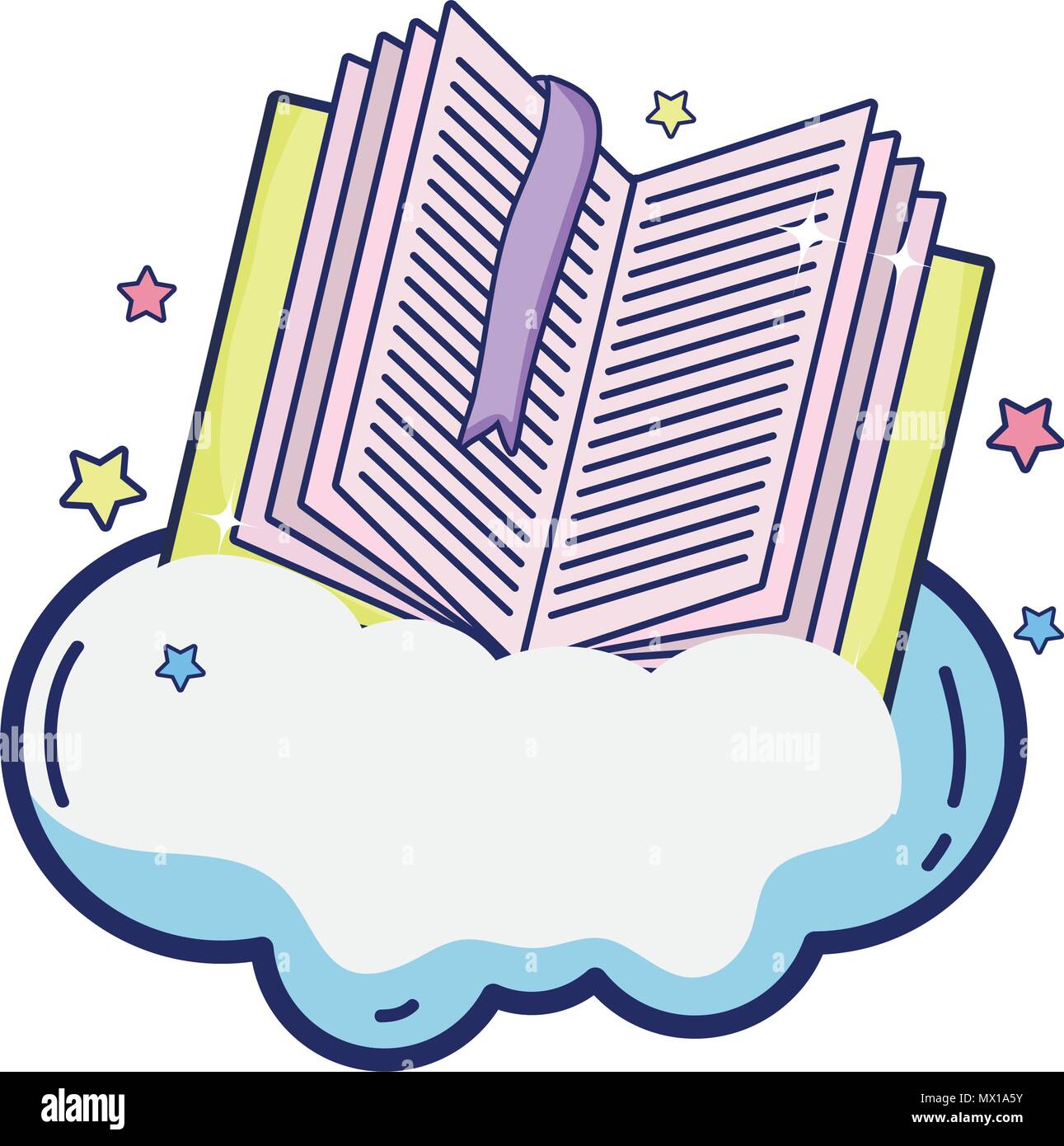 open book with separator in the cloud and stars Stock Vector Image ...